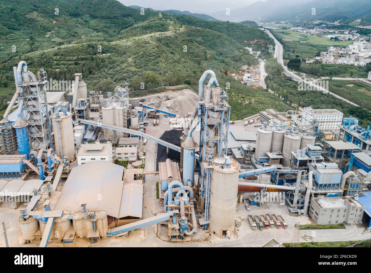 Aerial Photography of a Cement Plant in Yunnan Province, China Stock ...