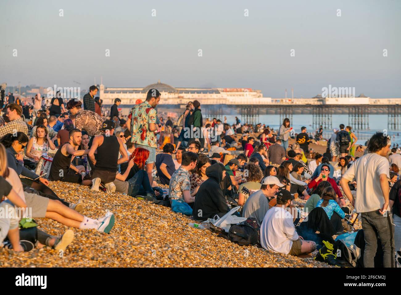 Brighton, March 30th 2021: The beautiful late-afternoon weather ...