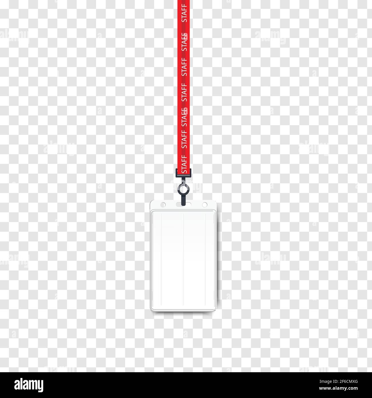 Vector illustration of employees identification card on lanyard, cord ...
