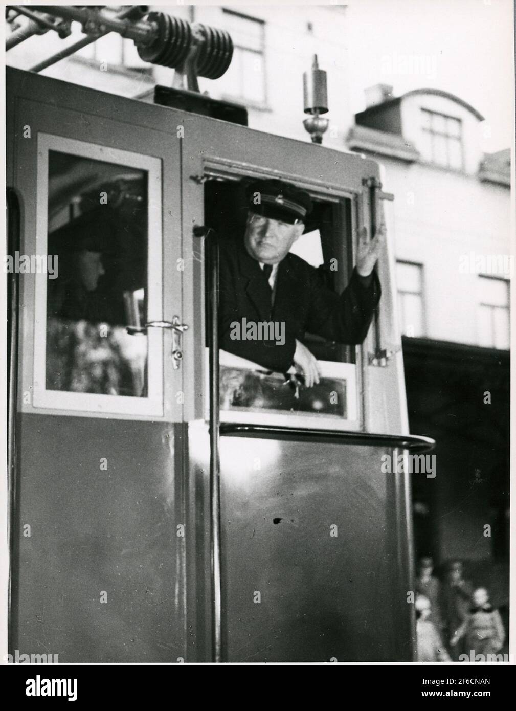 The train driver on the inauguration train for the electrification of ...
