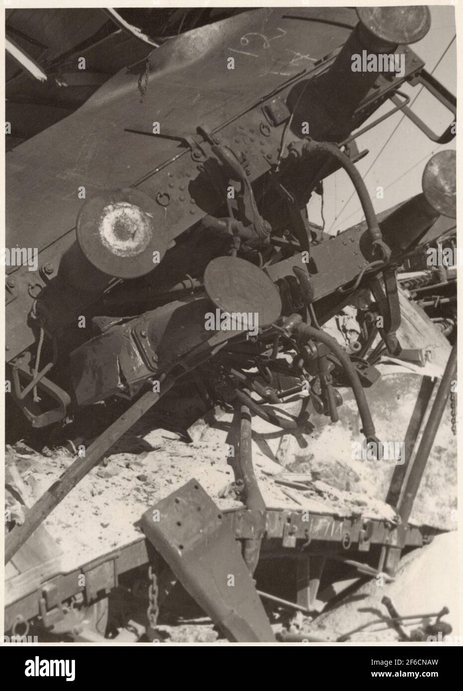Close up of freight trolley after derailment Stock Photo - Alamy