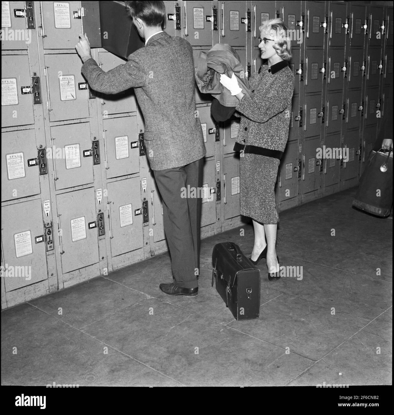 Storage boxes at central station Stock Photo - Alamy