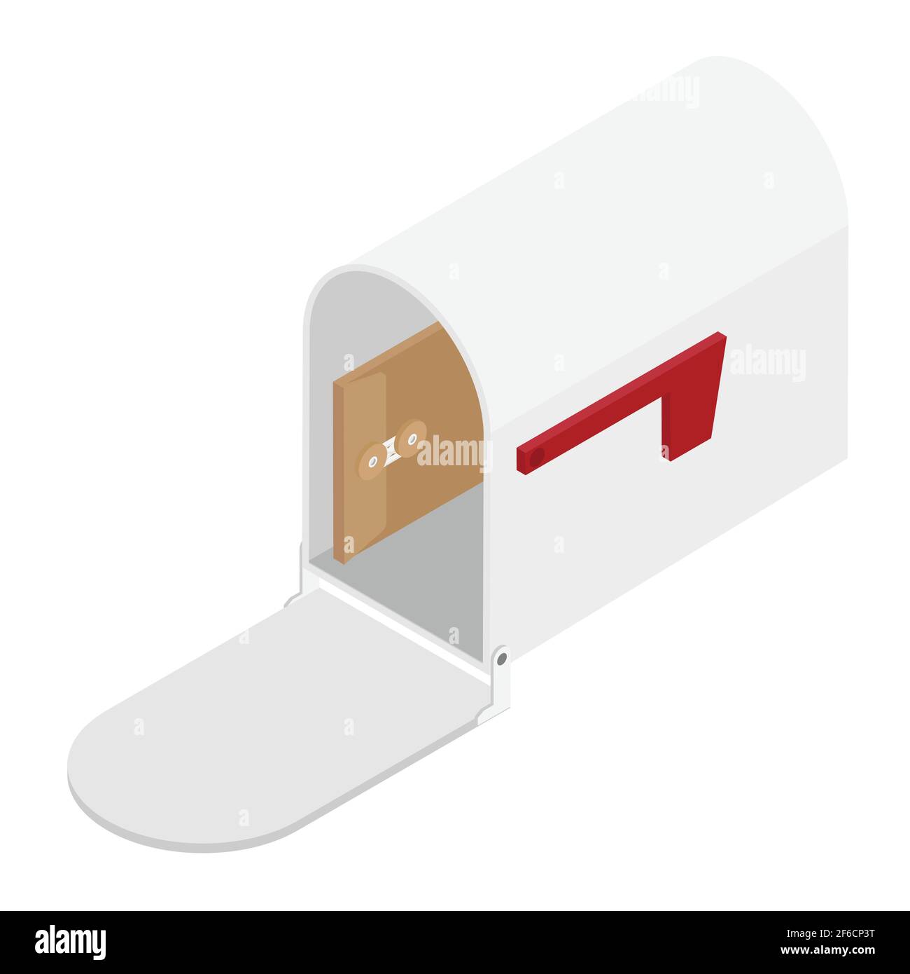 Opened mailbox wth envelope inside isometric view isolated on white ...