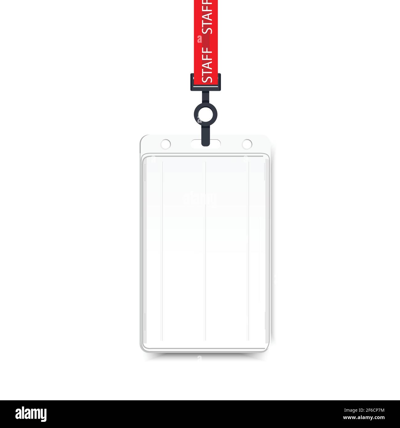 Vector illustration of employees identification card on lanyard, cord ...