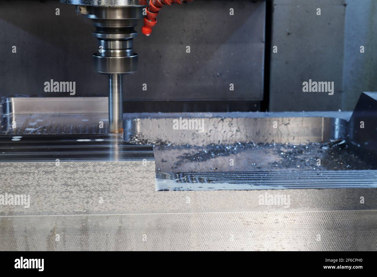 Metal processing with CNC machines and simultaneous cooling Stock Photo ...