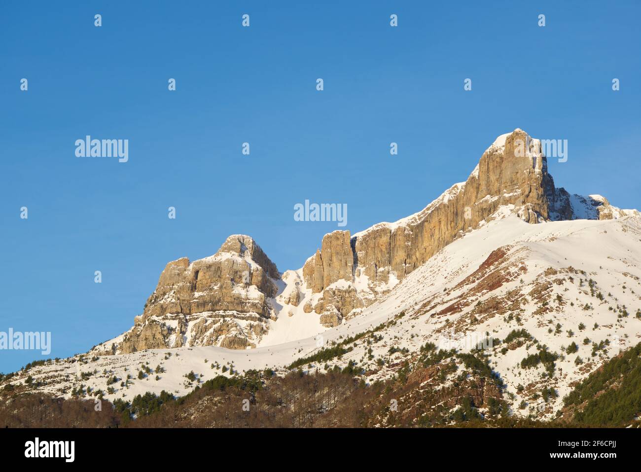 Peaks in the Pyrenees, Hecho Valley, Huesca Province, Aragon in Spain ...