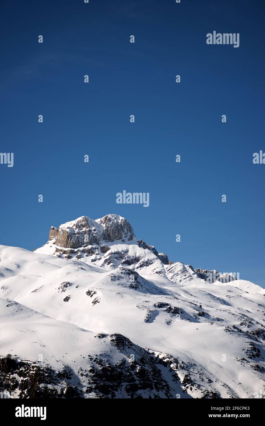 Peaks in the Pyrenees, Hecho Valley, Huesca Province, Aragon in Spain ...