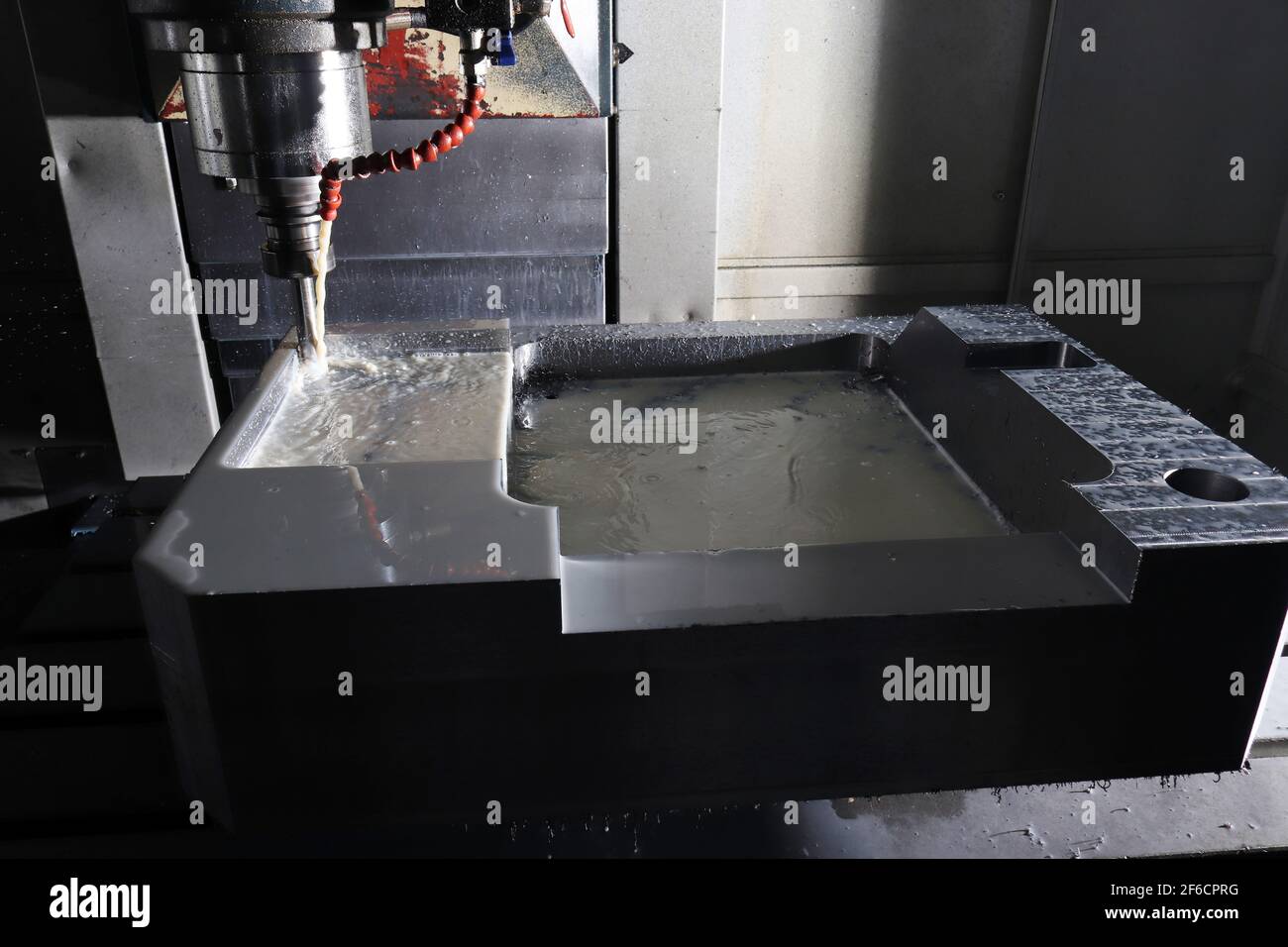 Metal processing with CNC machines and simultaneous cooling Stock Photo ...