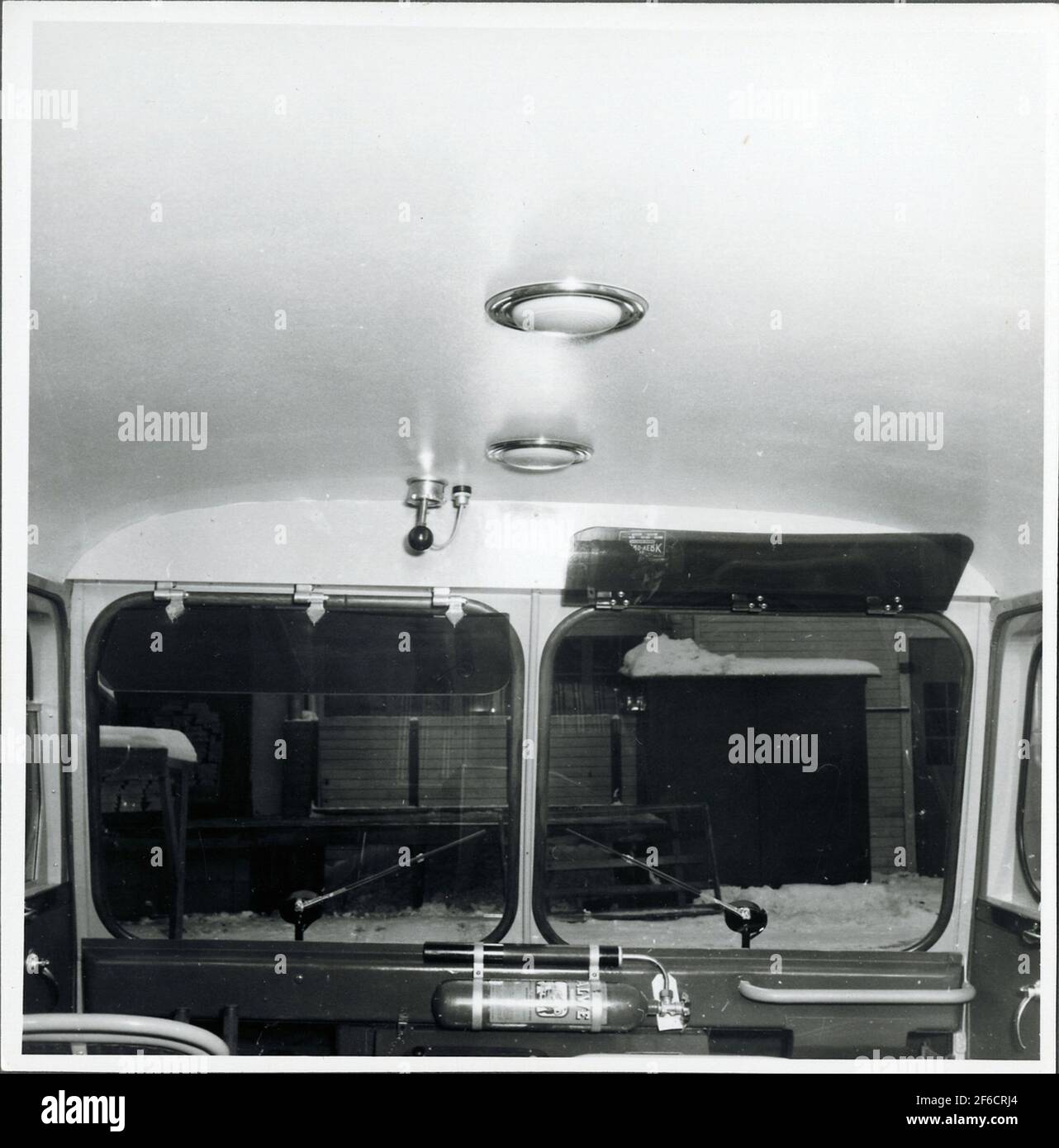 The interior of the so-called "snow bus", for the state's railways ...