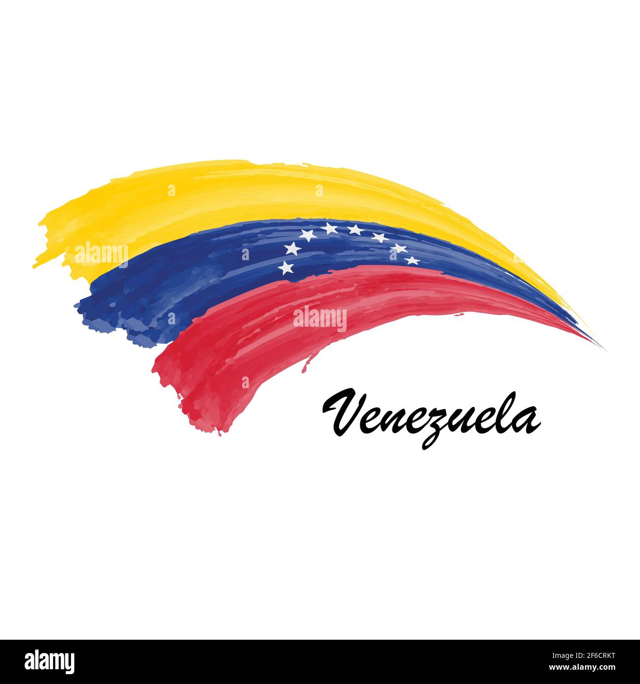 Watercolor painting flag of Venezuela. Hand drawing brush stroke ...