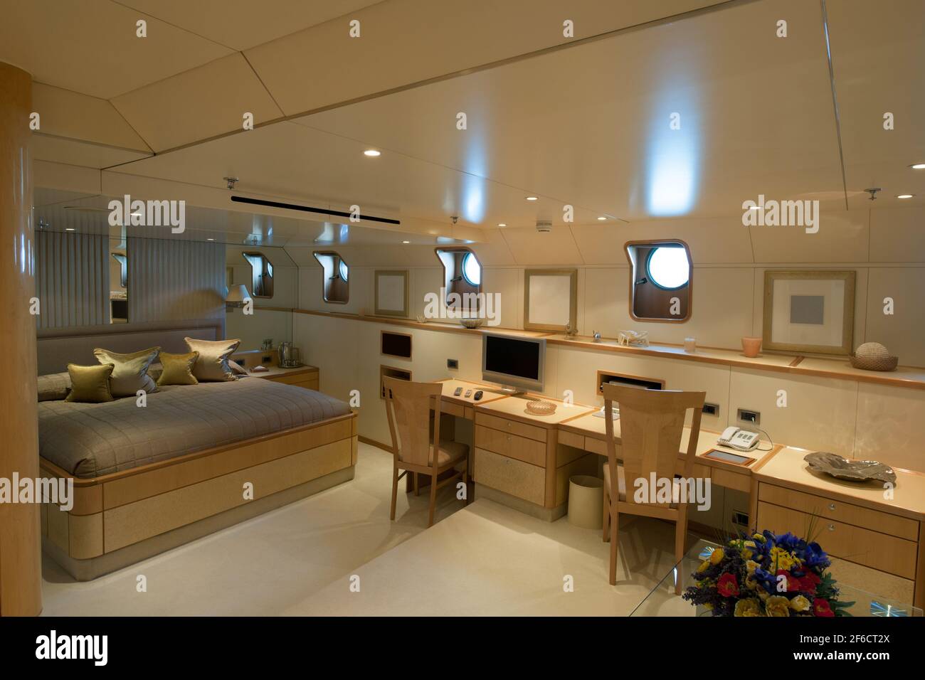 Interior of a large luxury motor boat Stock Photo - Alamy