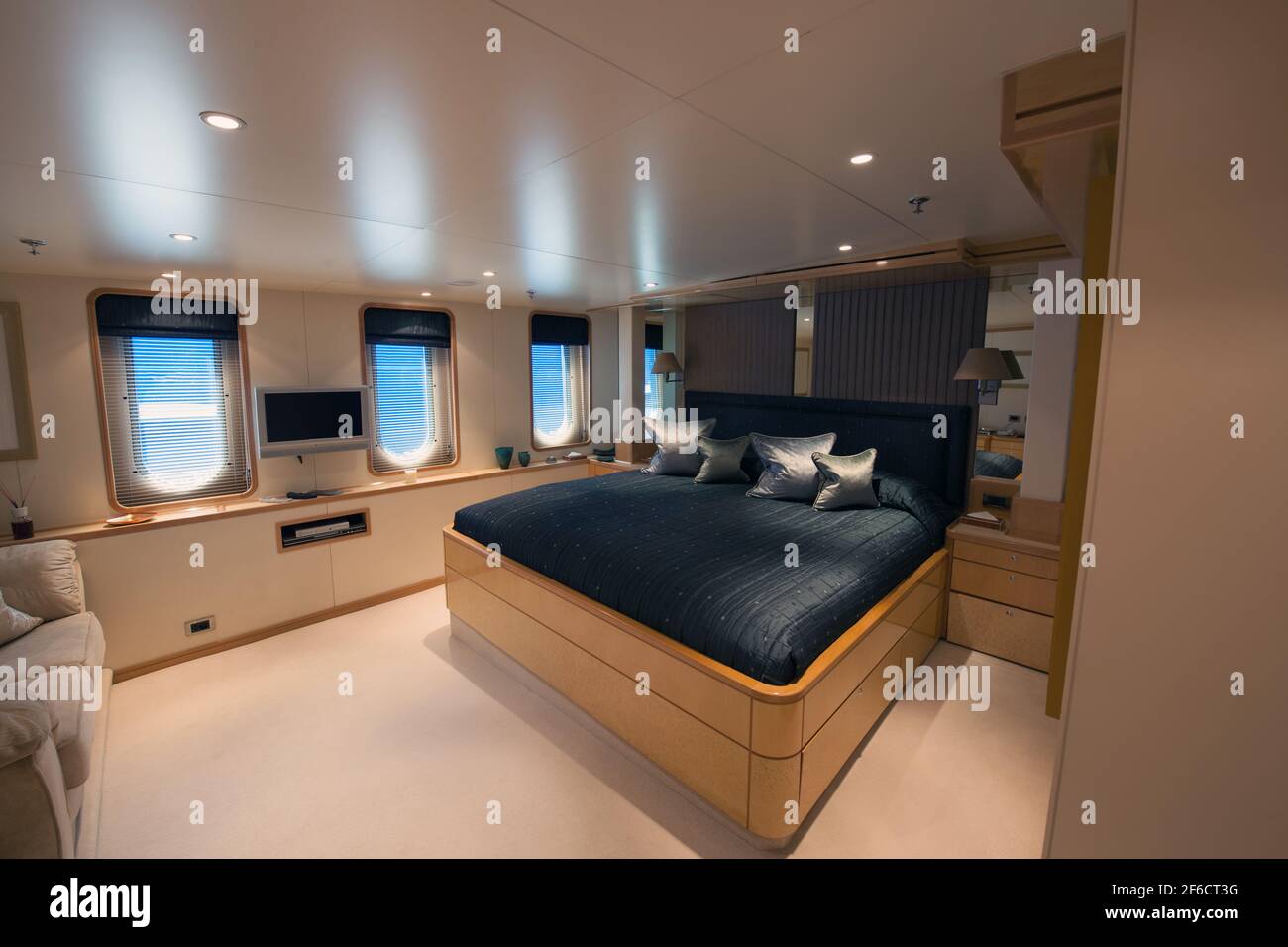Interior of a large luxury motor boat Stock Photo - Alamy