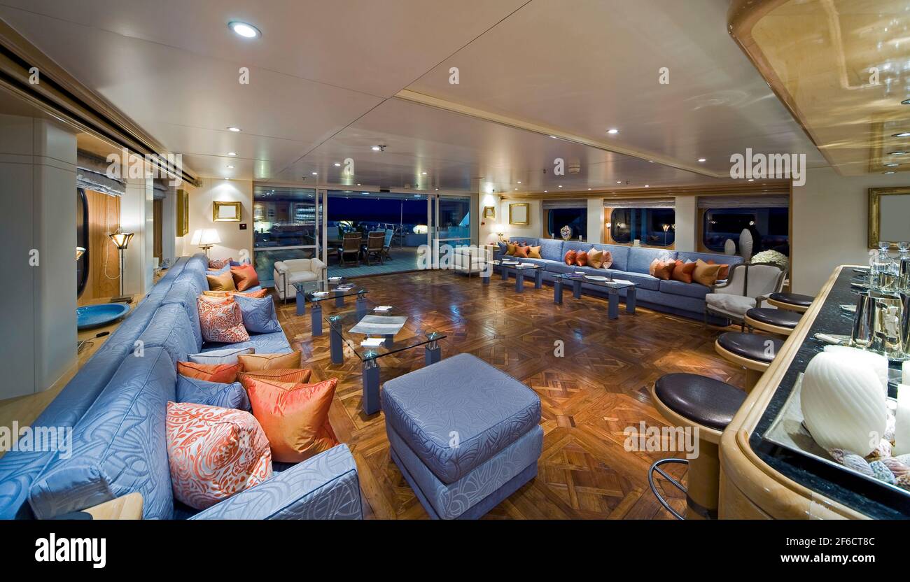 Interior of a large luxury motor boat Stock Photo - Alamy