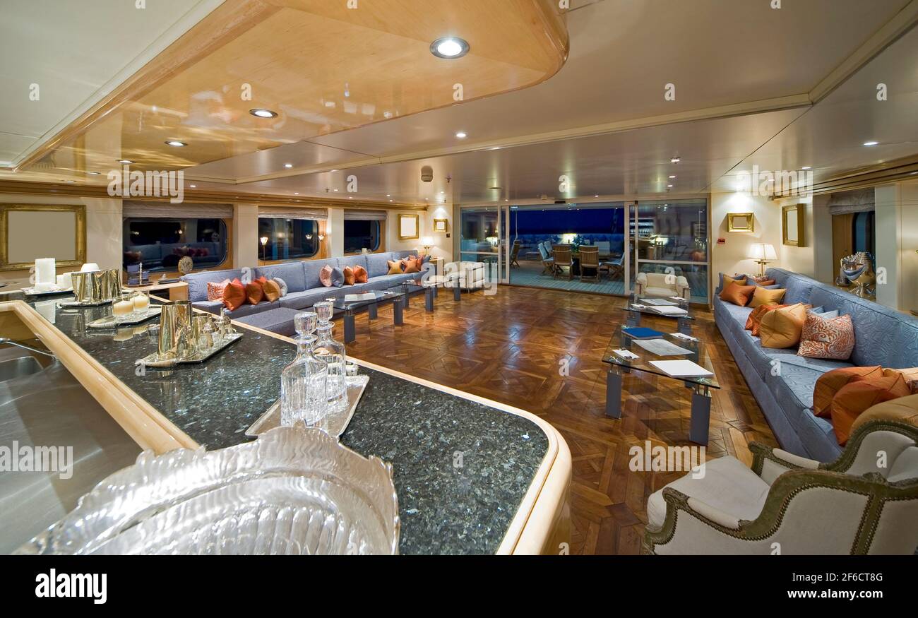 Interior of a large luxury motor boat Stock Photo - Alamy