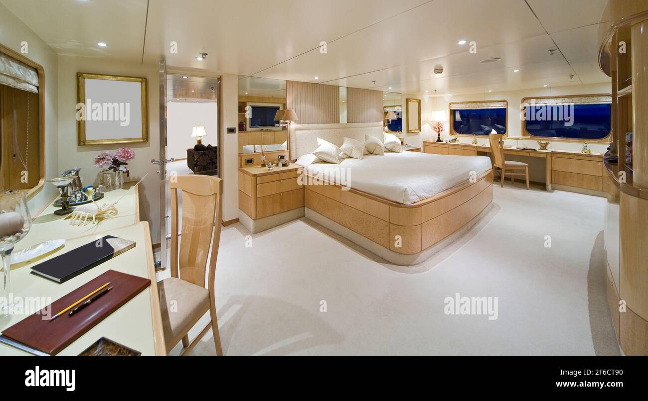 Interior of a large luxury motor boat Stock Photo - Alamy