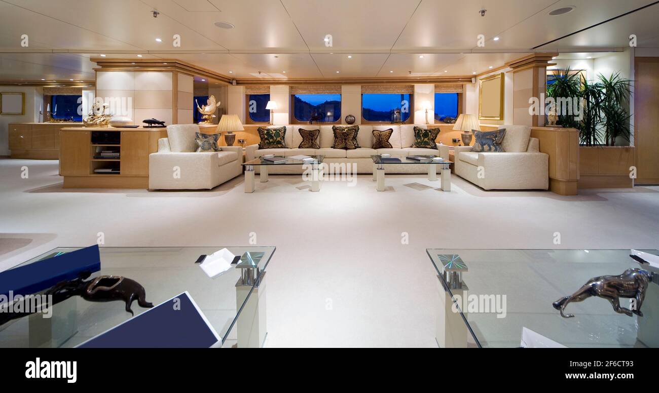Interior of a large luxury motor boat Stock Photo - Alamy