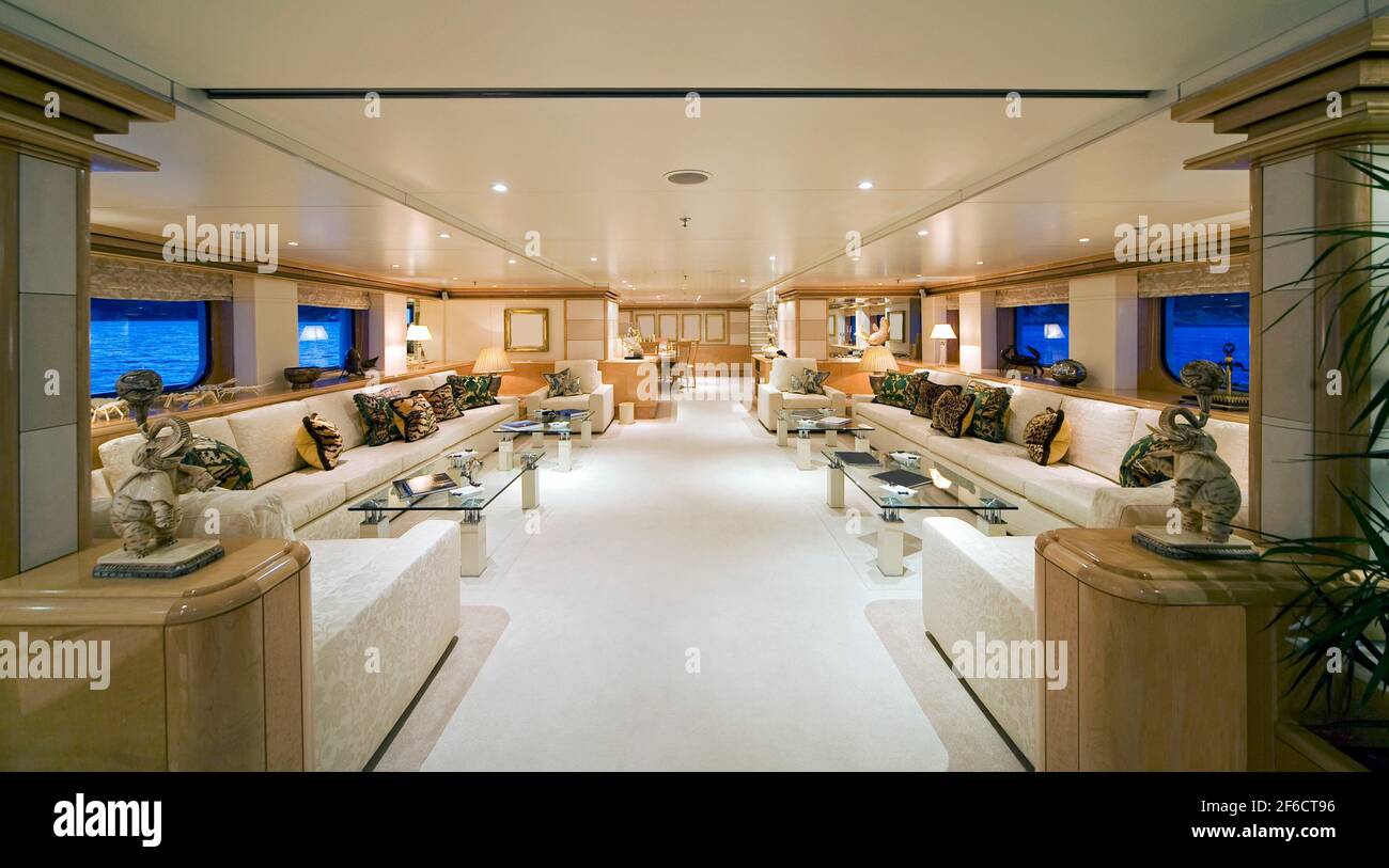 Interior of a large luxury motor boat Stock Photo - Alamy