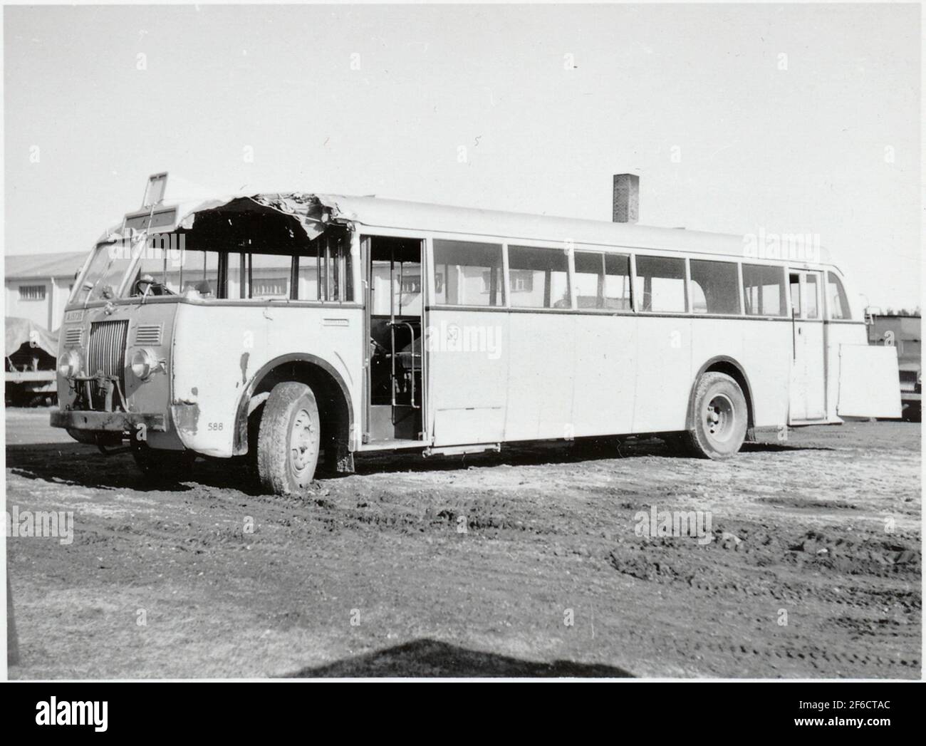 The state's railways, SJ bus 558 after collision damage Stock Photo - Alamy