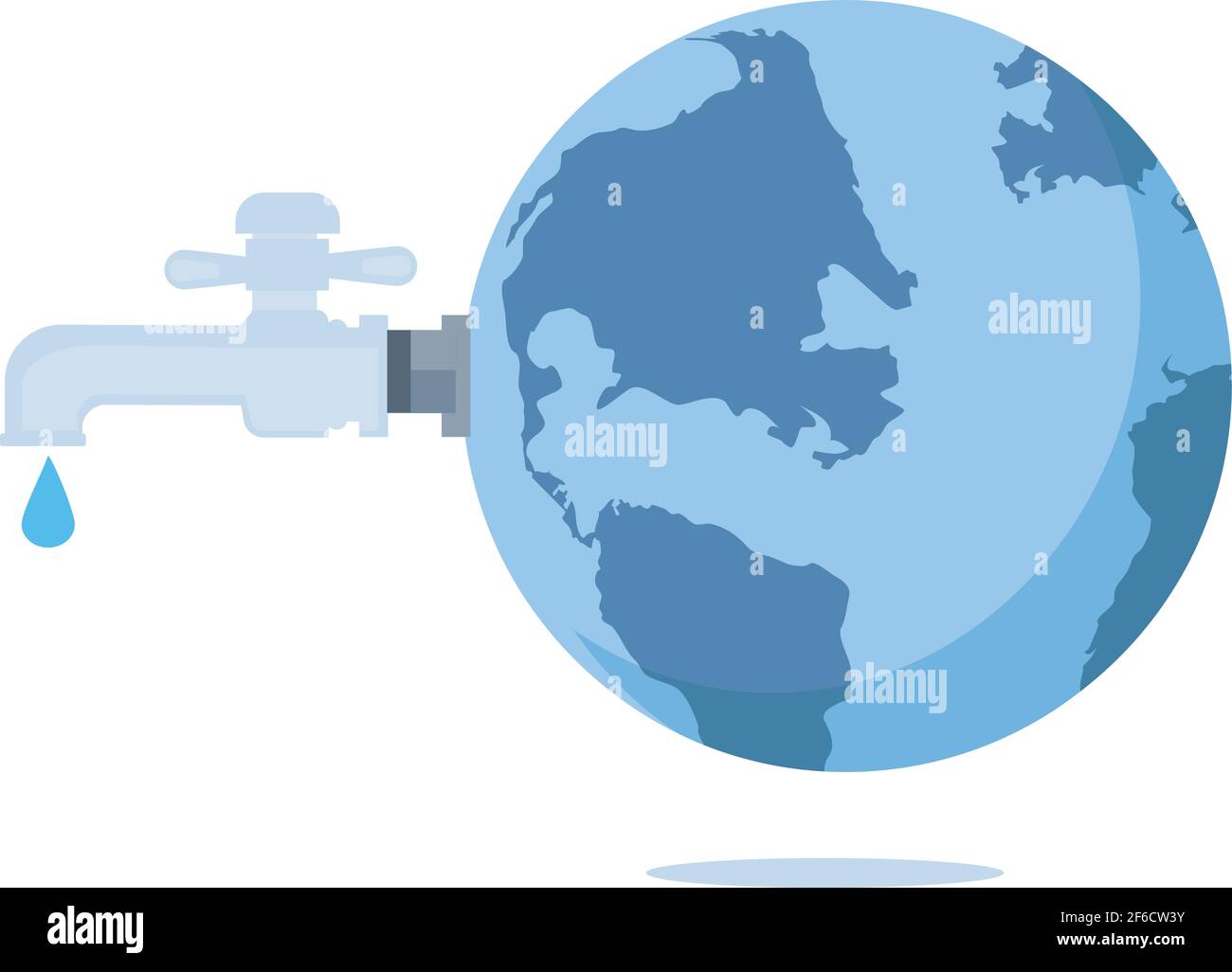 World water day - faucet or water tap with a drop of water out to earth ...