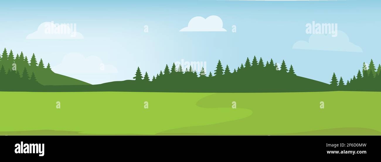 Sunny forest background. Vector illustration of woods in forest in ...