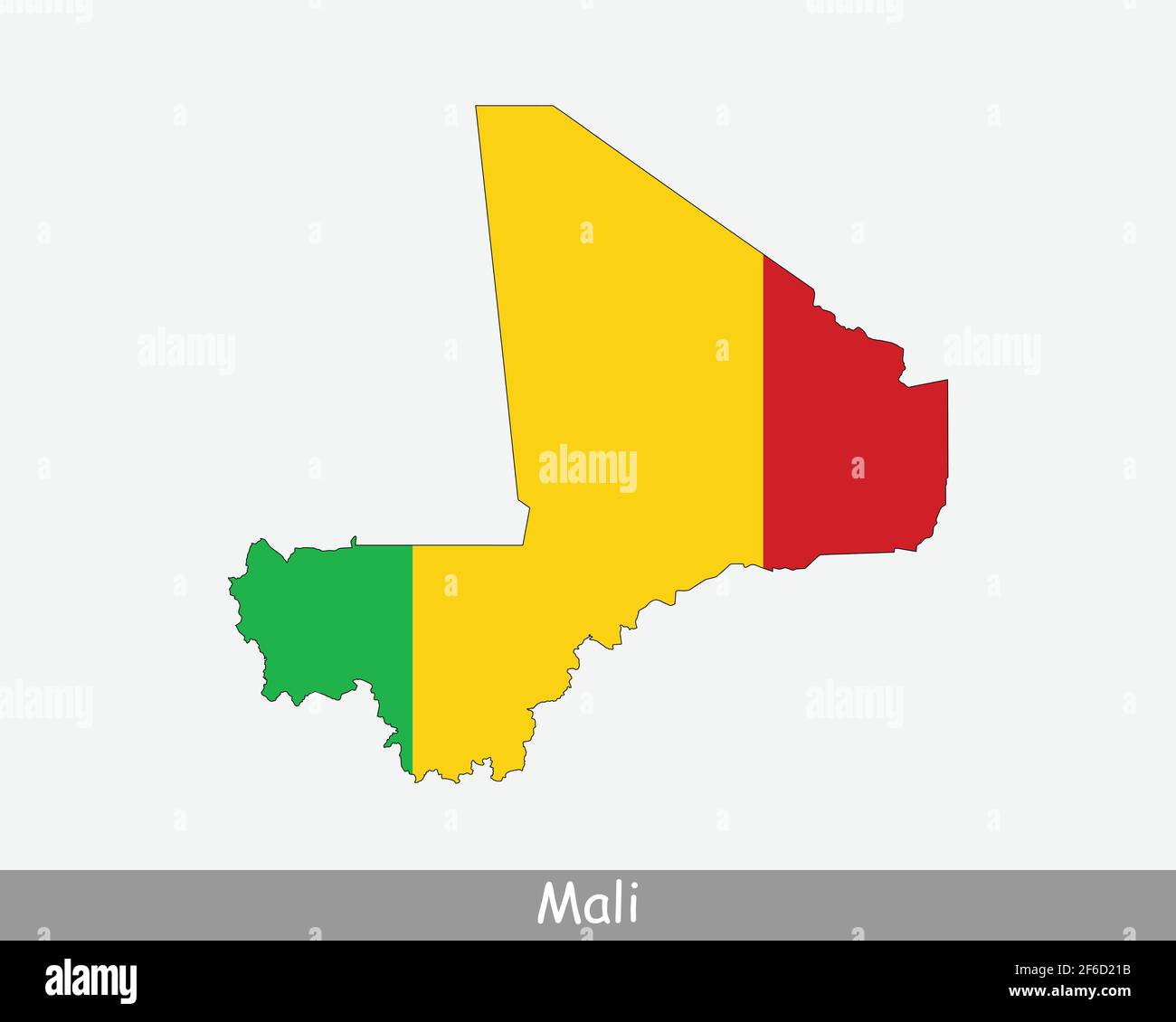 Mali Map Flag. Map of the Republic of Mali with the Malian national flag isolated on white ...