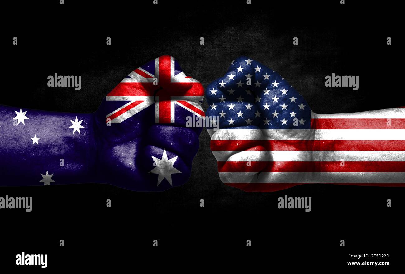 The concept of the confrontation of peoples. The two fists are opposite ...