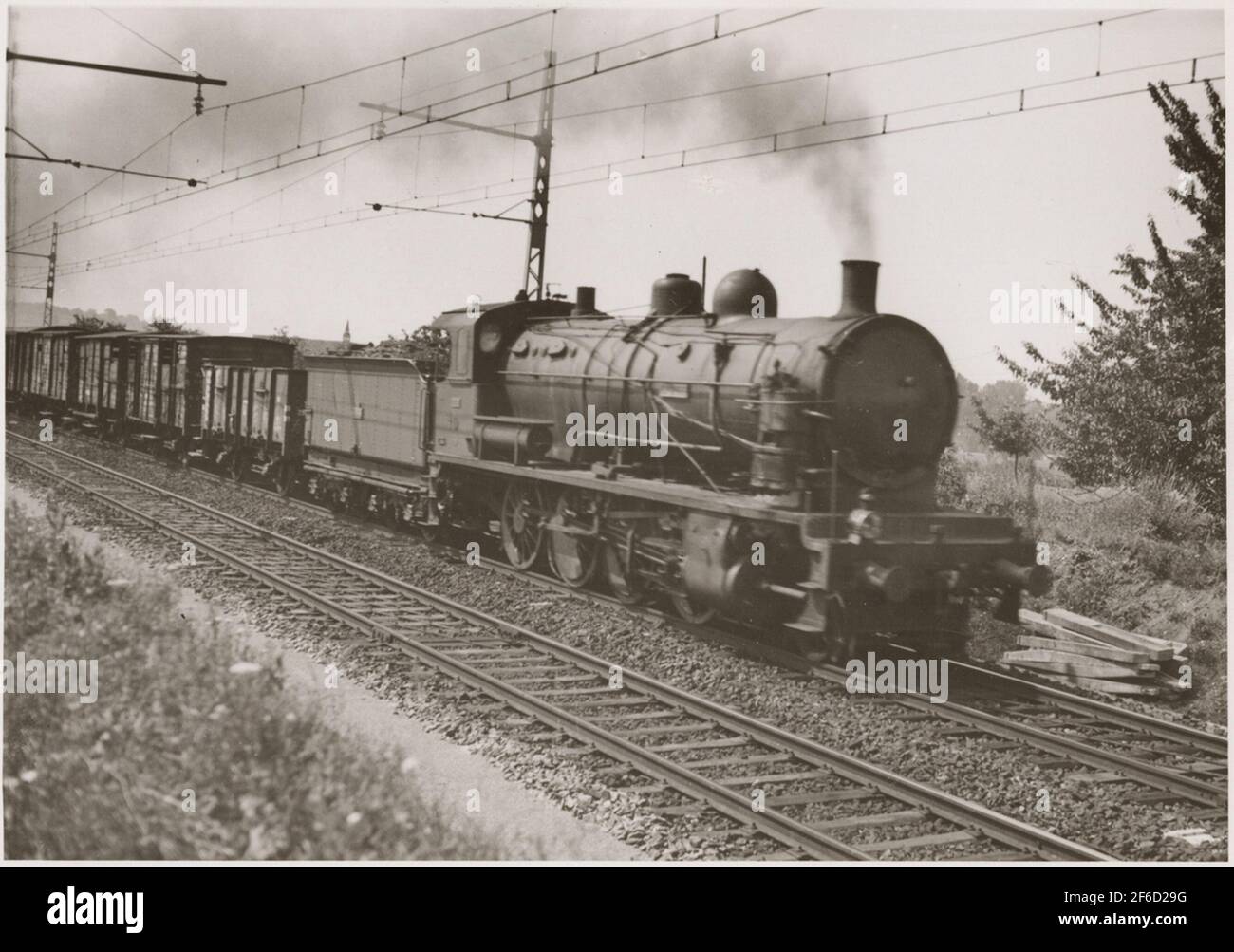 Steam locomotive with freight wagons near Maintenon Stock Photo - Alamy