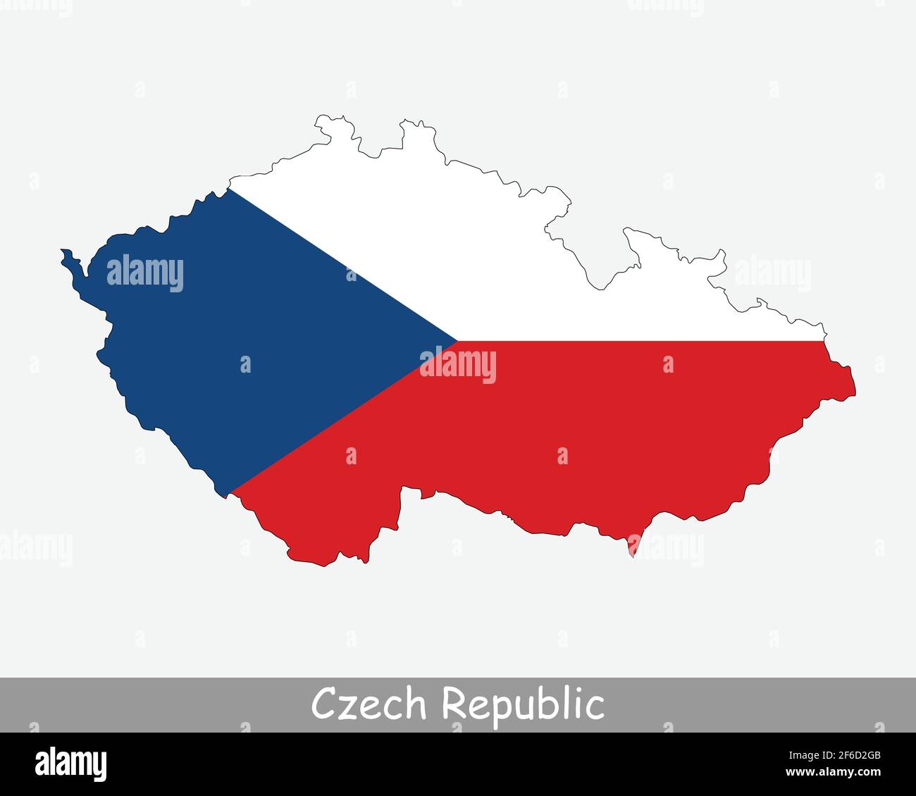 Czech Republic Map Flag. Map of Czechia with the Czech national flag ...