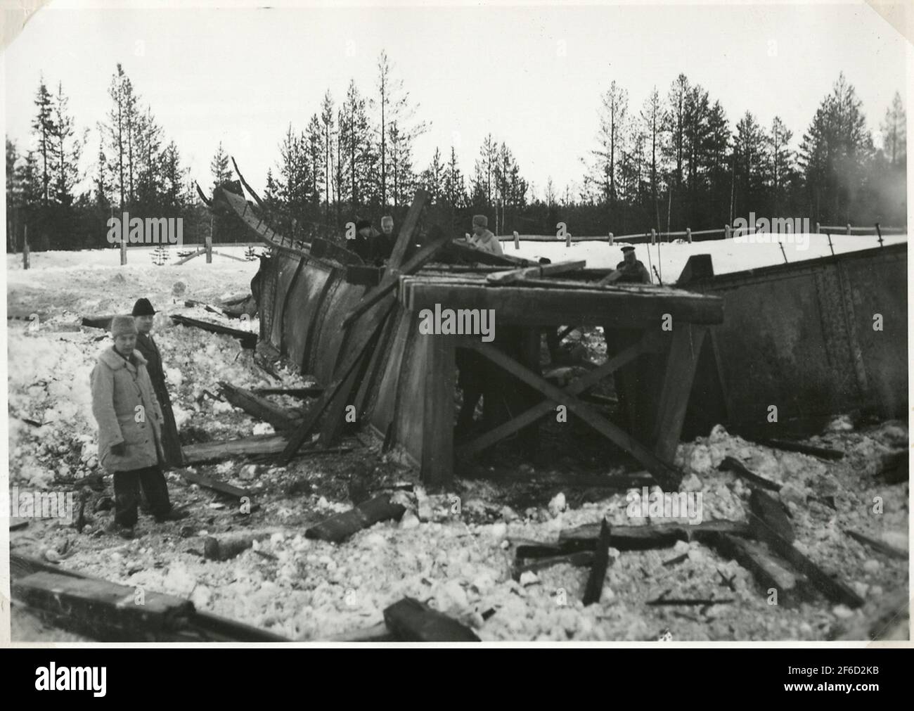 Bombing the plate beam bridge. The bridge after 250kg's bomb Stock ...