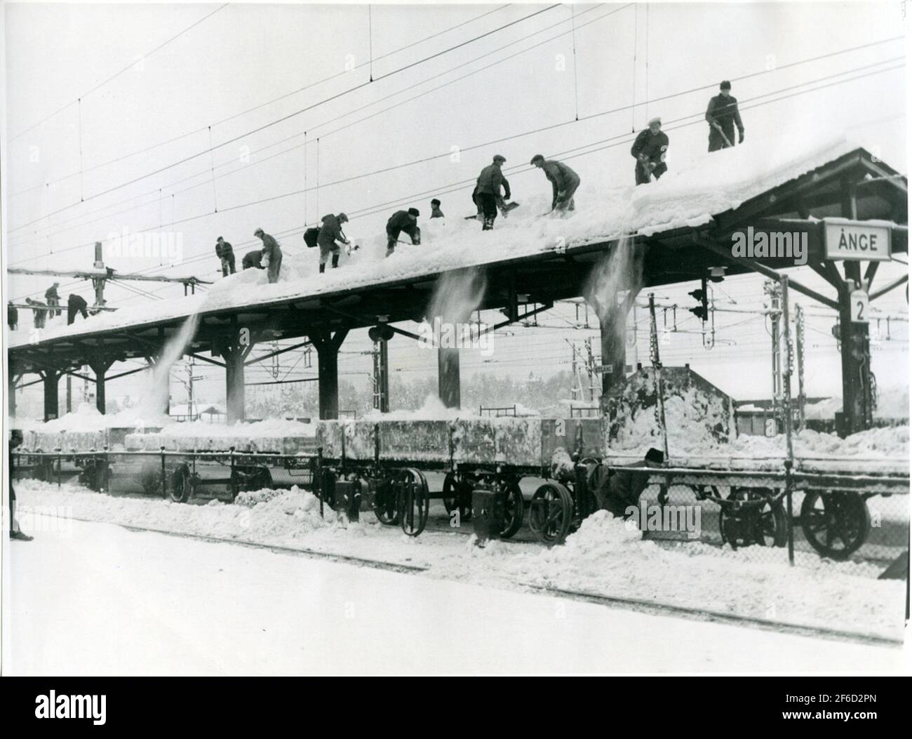 Snow removal at Angle Station Stock Photo - Alamy