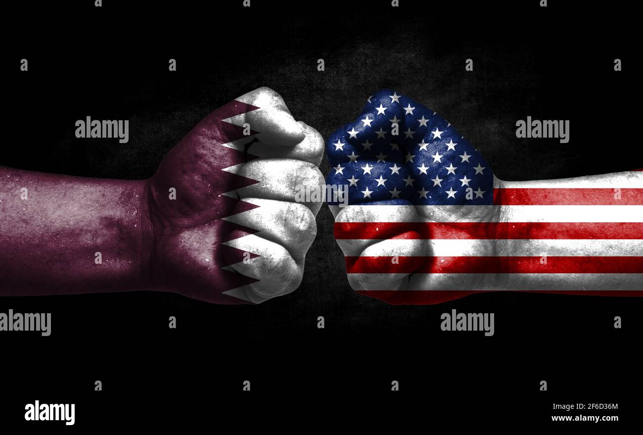 The concept of the confrontation of peoples. The two fists are opposite ...