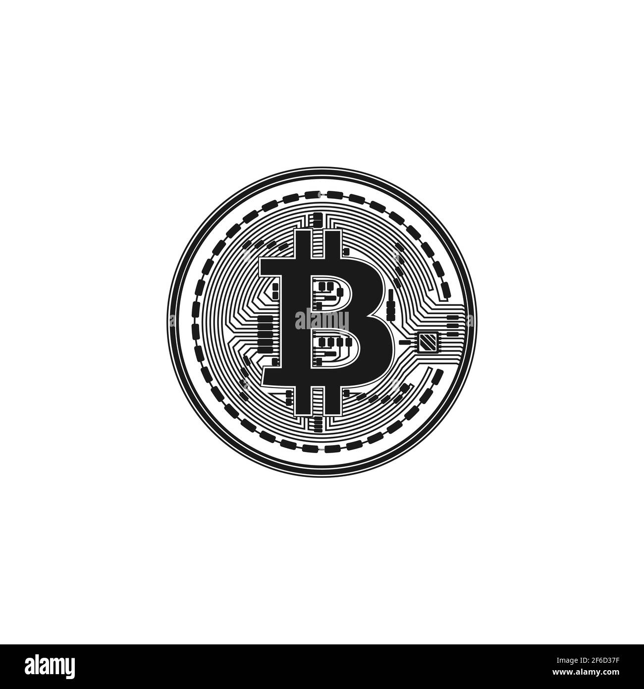 Realistic vector icon of the bitcoin cryptocurrency. Round flat icon ...
