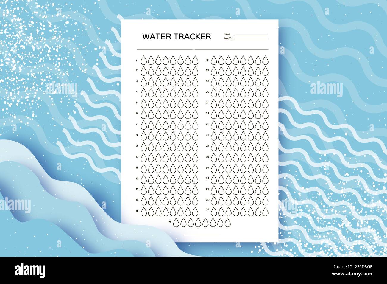 Water Tracker. Water Balance Calendar. Water Monthly Tracker. 31 days ...