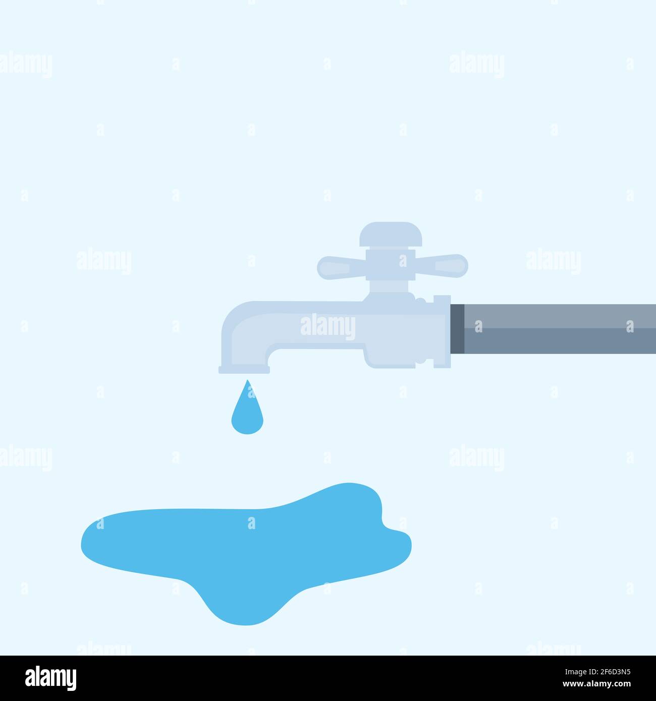 Water tap faucet with drop and spill. Vector illustration Stock Vector ...