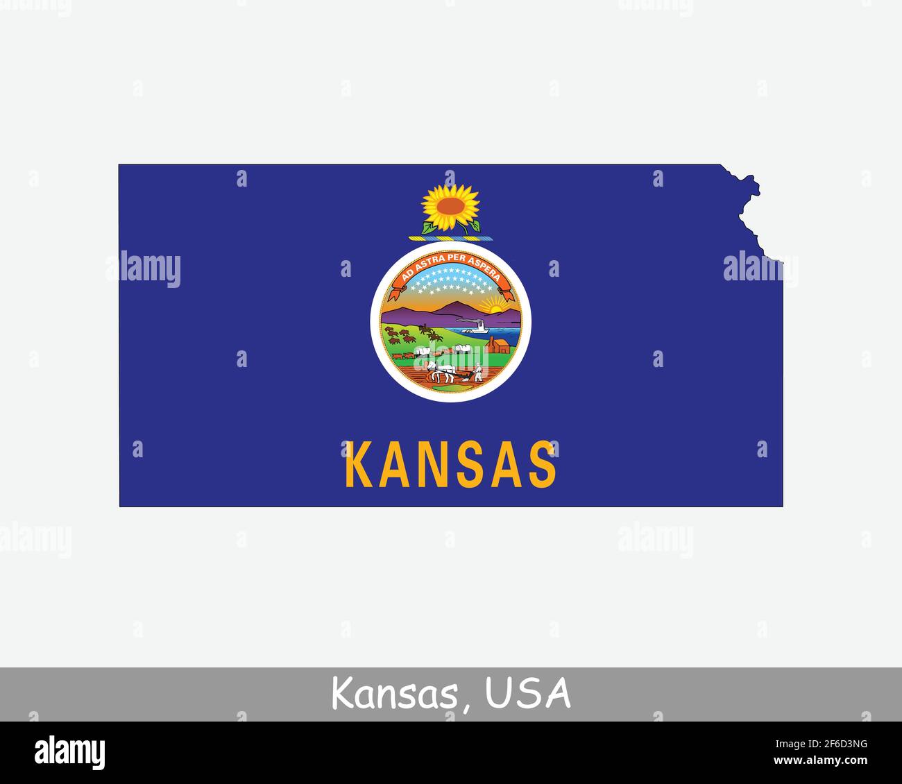 Kansas Map Flag. Map of KS, USA with the state flag isolated on white ...