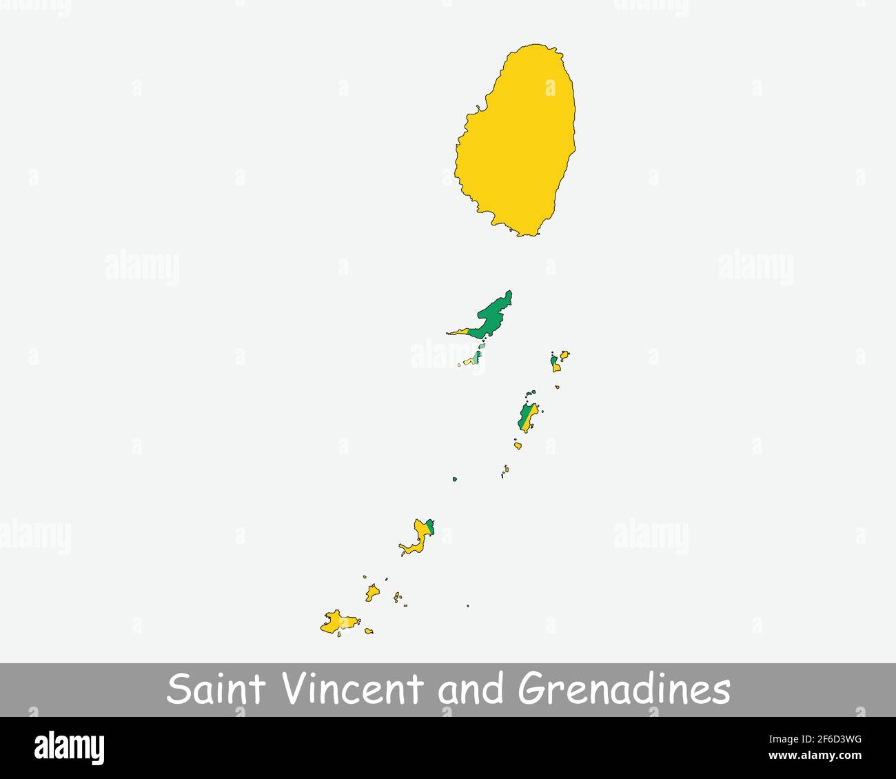 Saint Vincent and Grenadines Flag Map. Map of St. Vincent and the ...