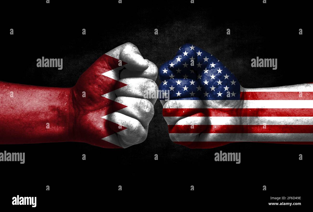 The concept of the confrontation of peoples. The two fists are opposite ...