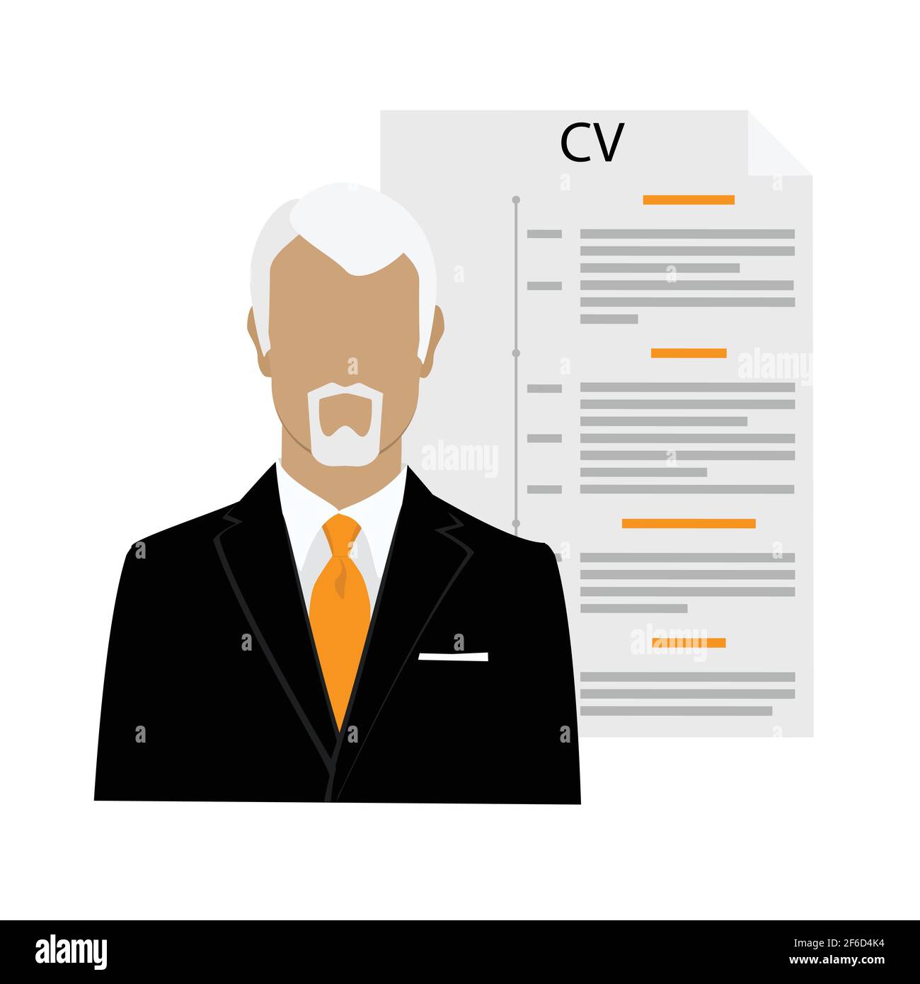 Vector illustration senior businessman man character with CV or resume ...
