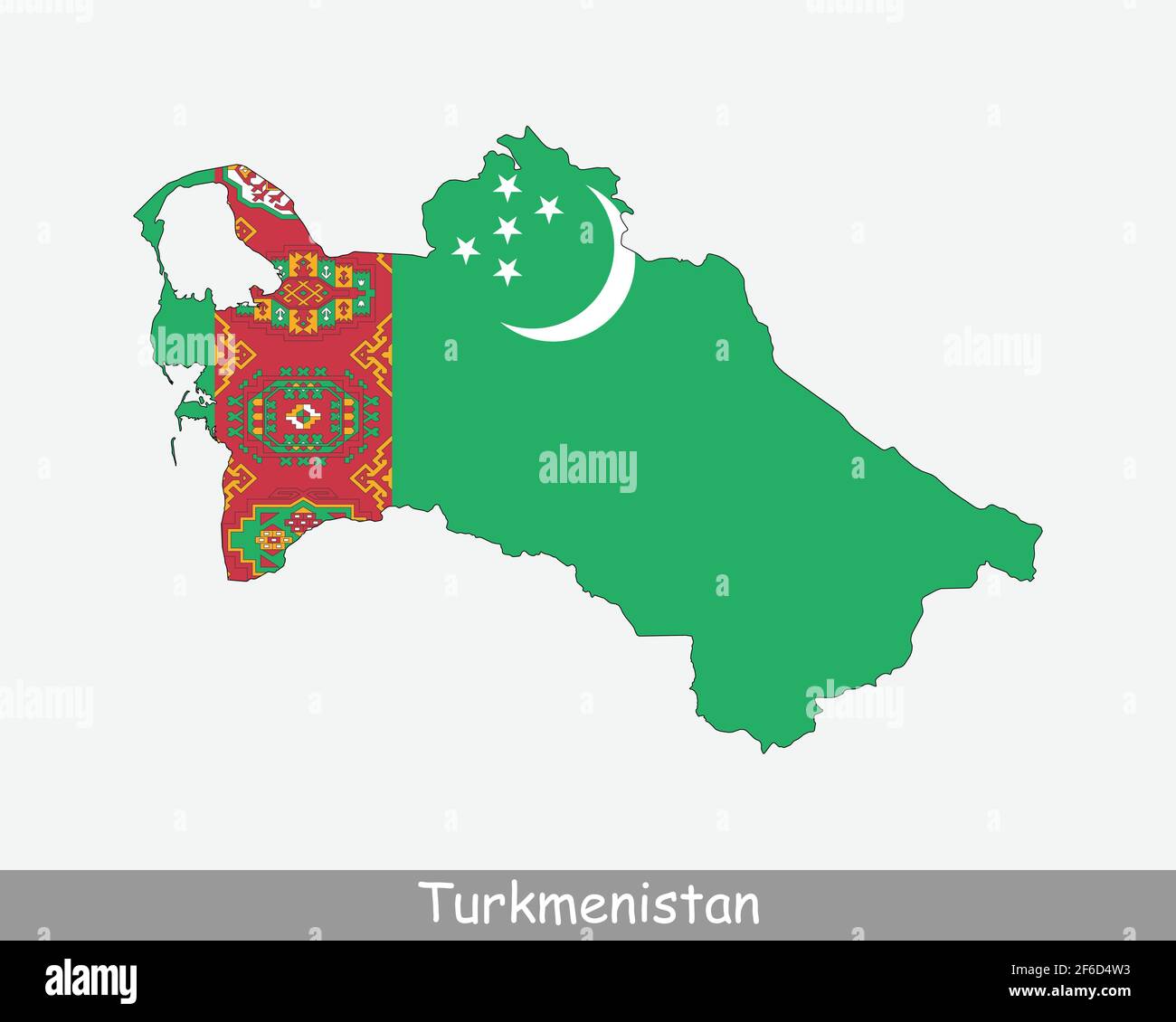 Turkmenistan Flag Map. Map of Turkmenia with the Turkmenistani national ...