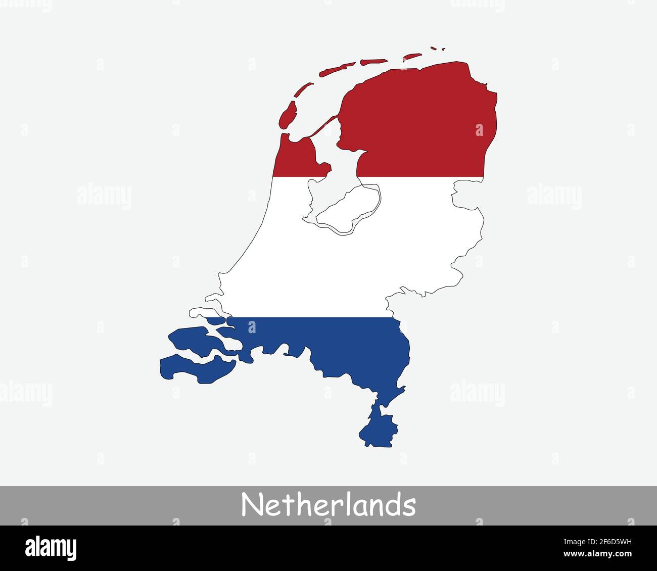 The Netherlands Flag Map. Map of Holland with the Dutch national flag ...