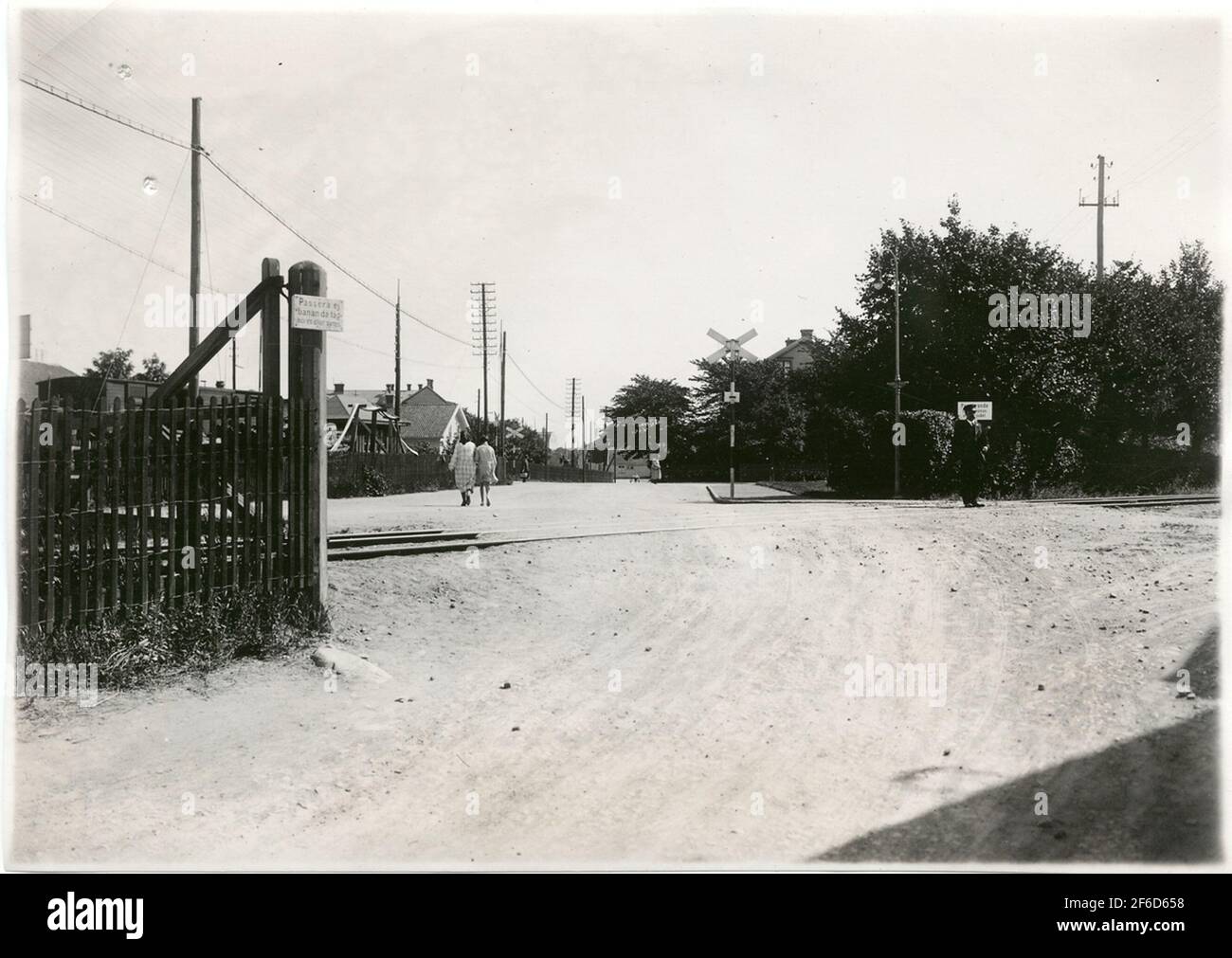 Plane crossing at Falkenberg's station Stock Photo - Alamy
