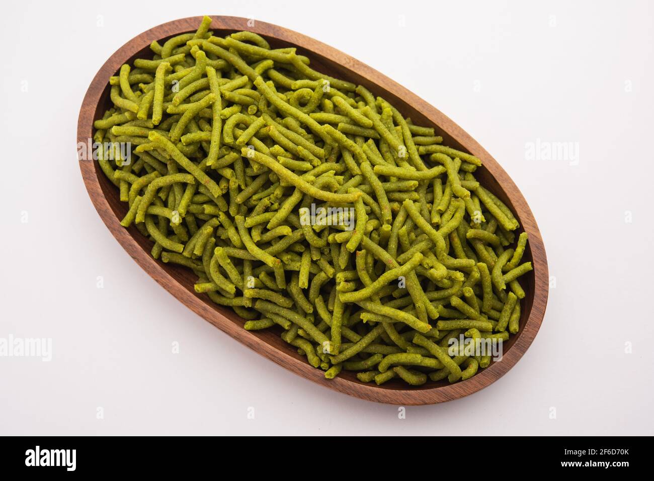 Spinach or palak sev are crunchy fried savory noodles. Homemade Thick ...