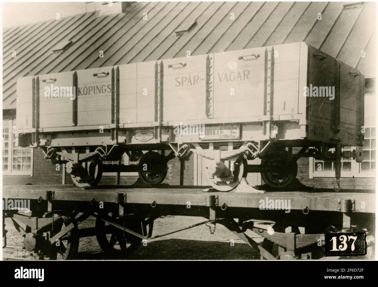 Norrköping tramway. Box trolley loaded on open wagon Stock Photo - Alamy