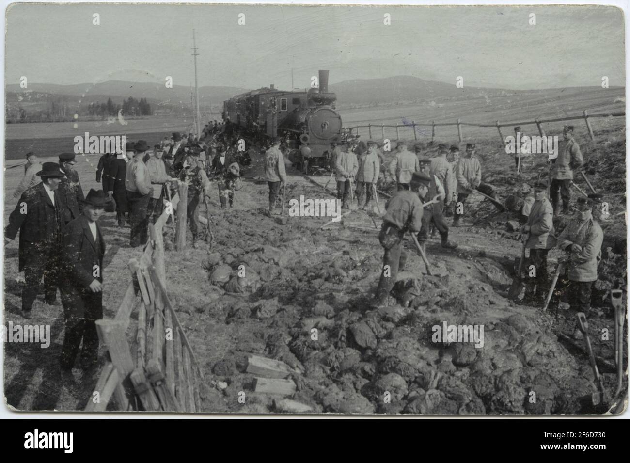 Clay on the line between overruns - mule Stock Photo - Alamy