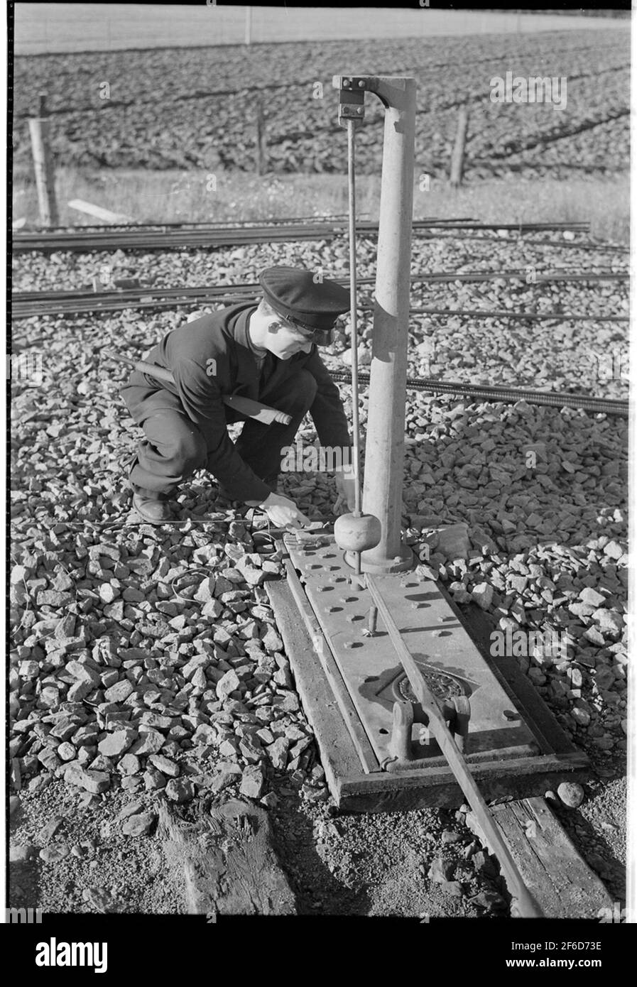Work with mechanical measuring apparatus for train speed Stock Photo ...