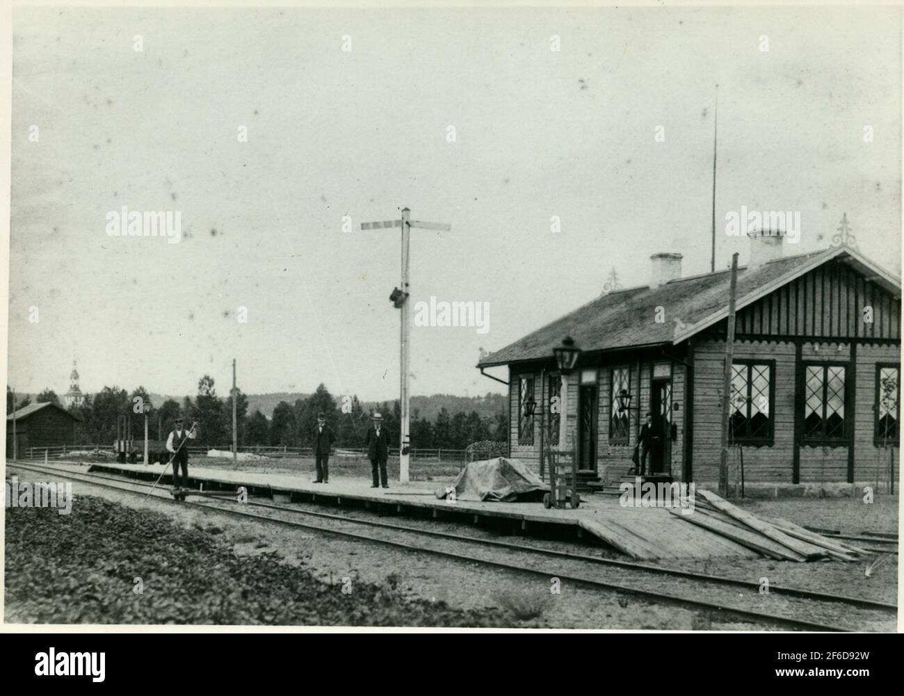 Station landscaped in 1873. Stationhouse, two floors in wood, newly ...