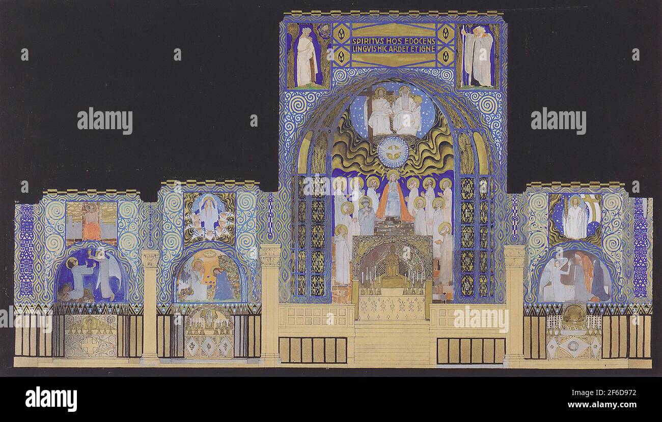 Koloman Moser - Holy Spirit Church D Usseldorf Design Choir Wall 1907 ...