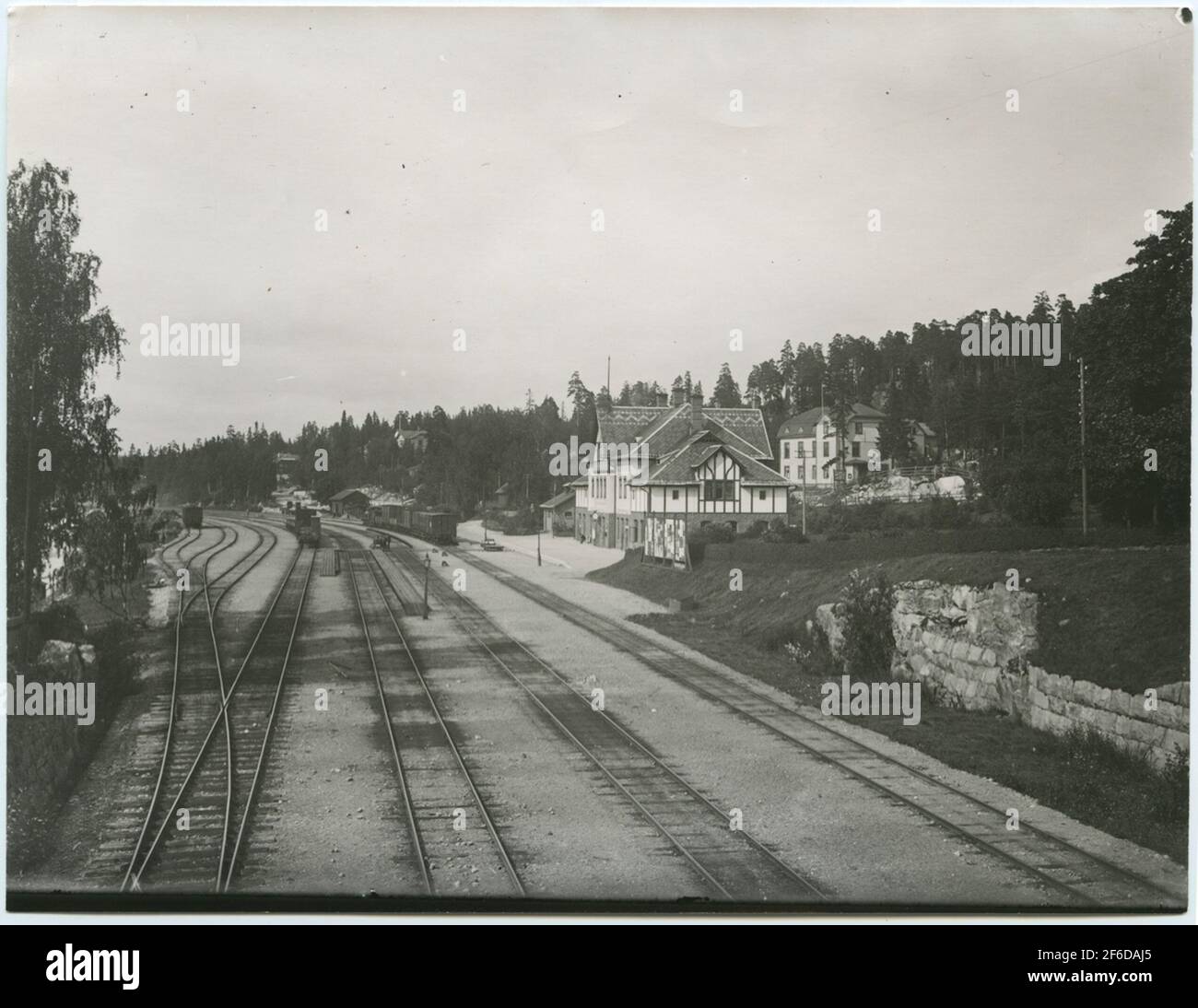 View of the station area from the entrance to the railroad Stock Photo ...