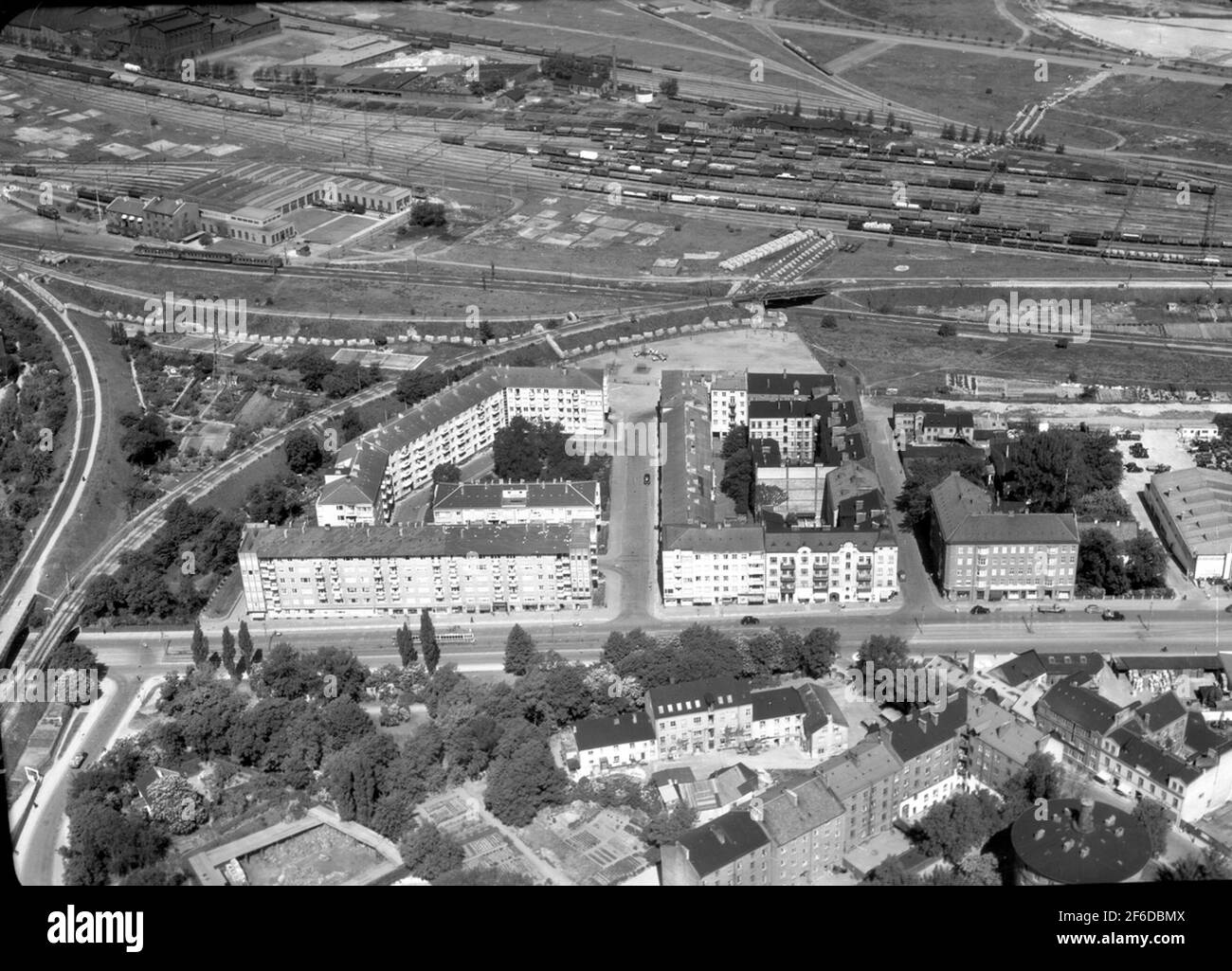 Aerial view of station trailers Stock Photo - Alamy