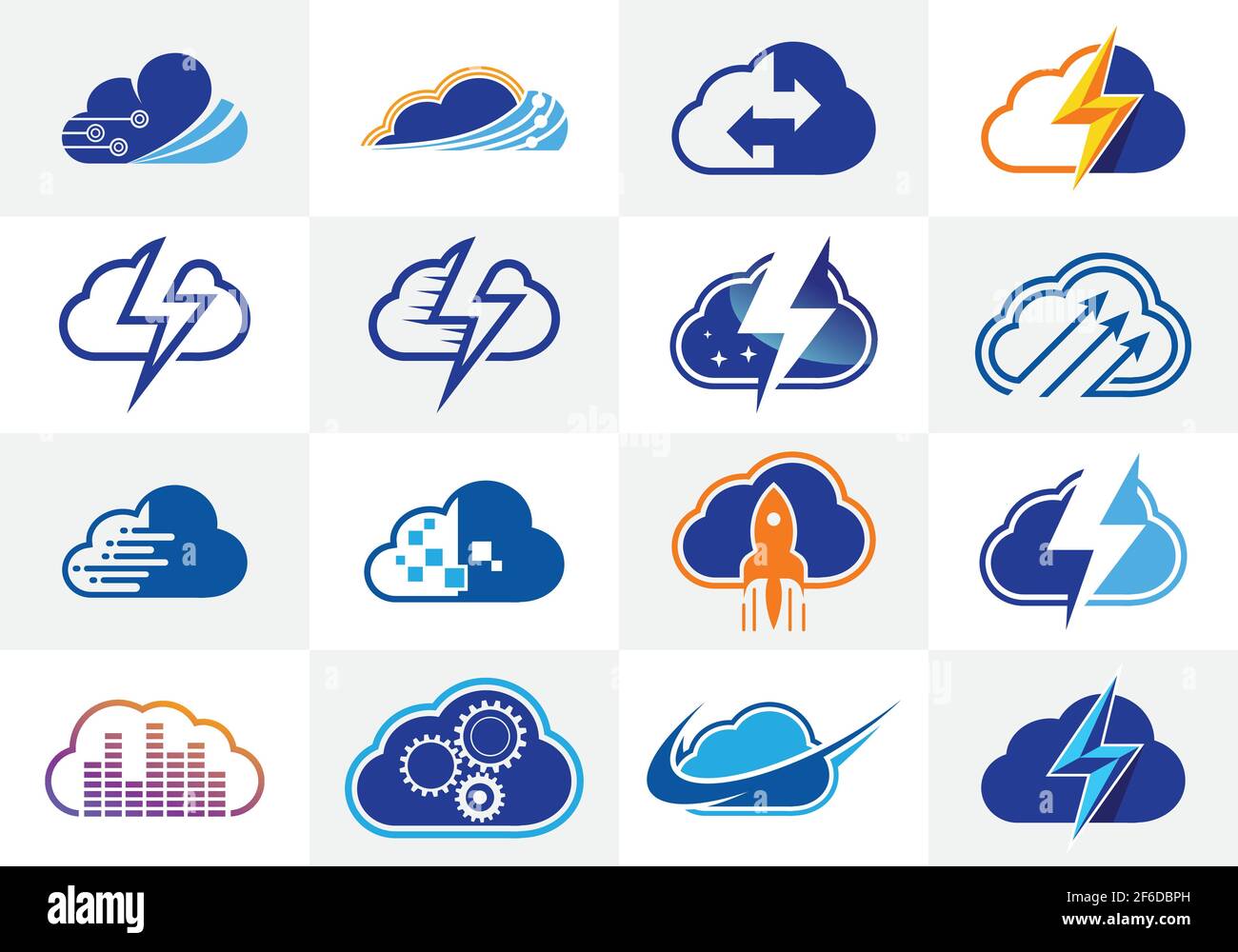 Creative Simple modern Cloud sign logo design template. Icon set Stock ...